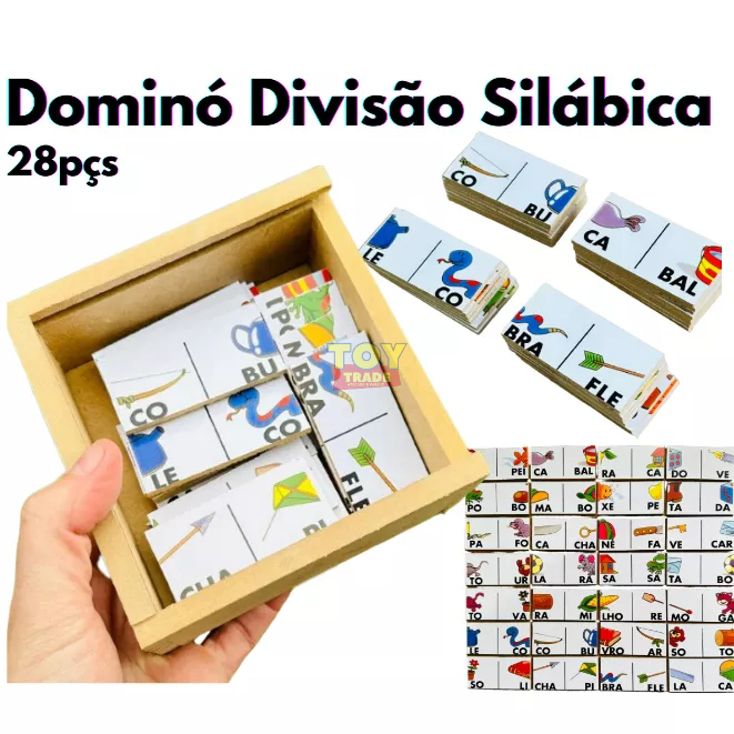 Jogo Dominó Educativo De Sílabas Jogo Dominó Divisão Silábica para ...