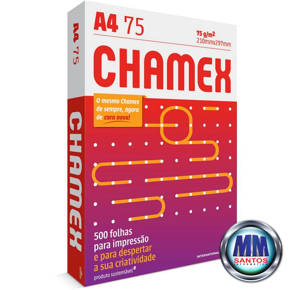 Papel Sulfite Chamex A4 1 Resma Com 500 Folha 75g 210x297mm | Shopee Brasil