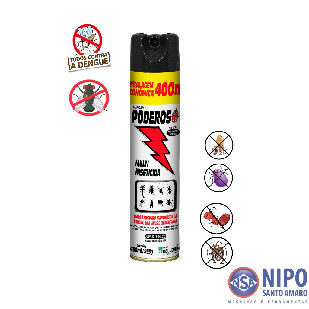 PODEROSO MULTI-INSET AEROSOL 400 ML (extermina insetos) | Shopee Brasil