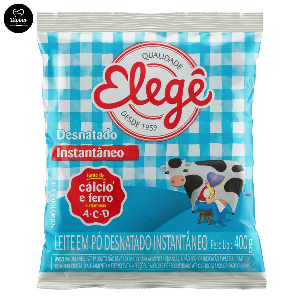 Leite em Pó Elegê Desnatado 400g | Shopee Brasil