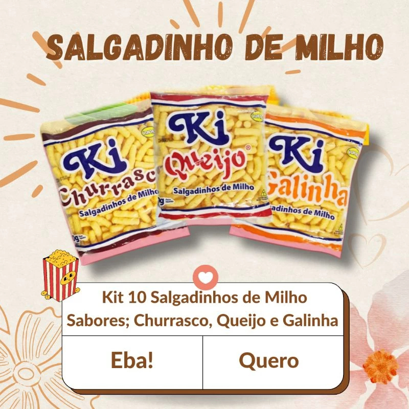 Kit 10 Salgadinhos de Milho Pipoca Salgadinha | Shopee Brasil