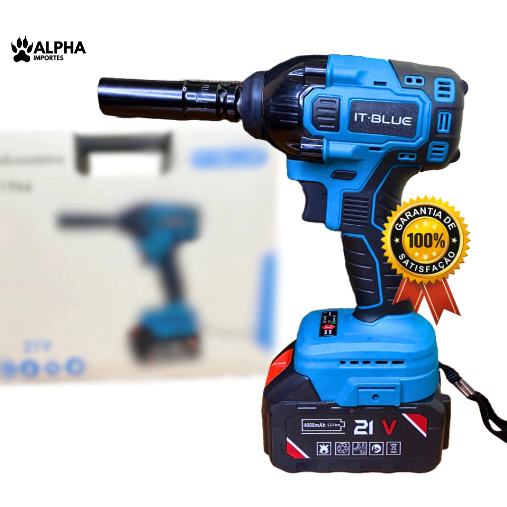 Parafusadeira Furadeira Chave De Impacto Bateria 21v It-blue Sem Escovas | Shopee Brasil
