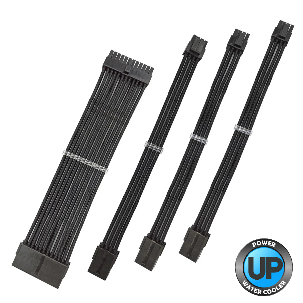 Kit Cabo Sleeved Extensor Completo Premium 24 Pinos Pci-e Fonte Preto ...
