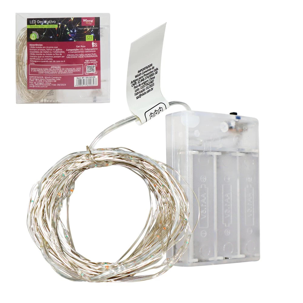 Fio De Fada LED Decoração Cordão De Luz 10 Metros - Rosa | Shopee Brasil