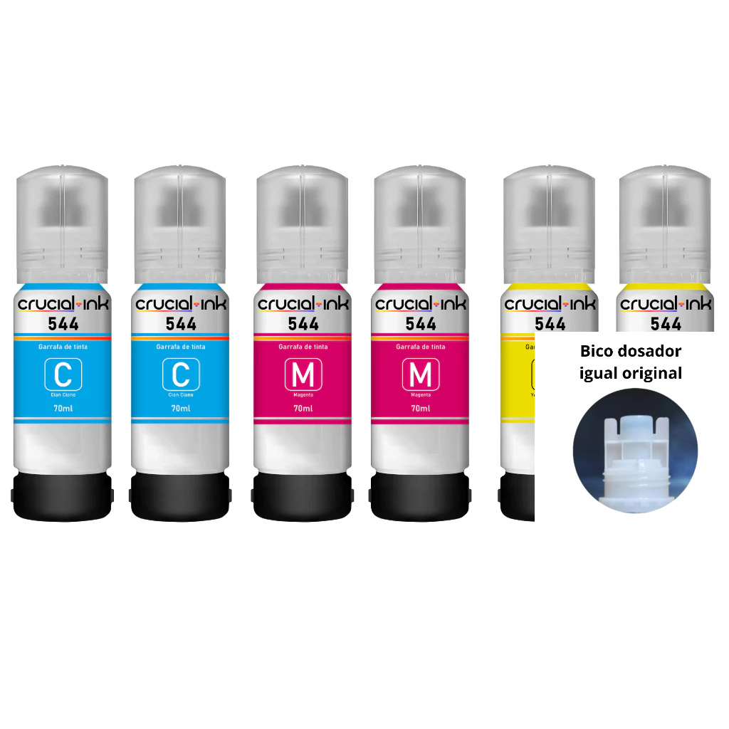 Kit 6 tinta T544 Tinta Color Compativel P/ Epson T544 L3250 L3210 L3110 L3150 Color | Shopee Brasil