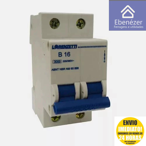 Disjuntor DIN Bipolar 16A Curva C Lorenzetti | Shopee Brasil