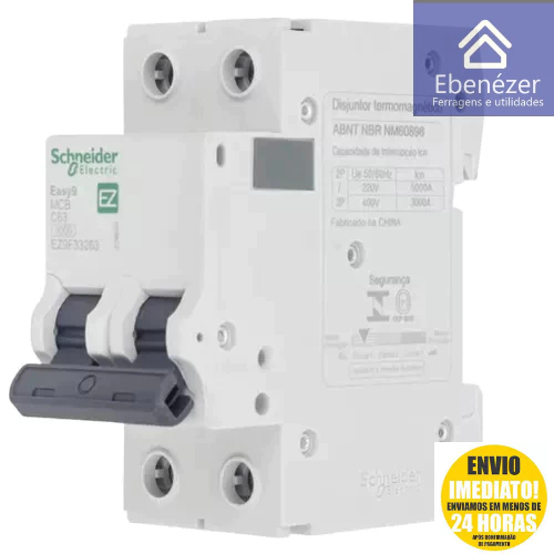 Disjuntor Bipolar 63A Curva C 3Ka Easy9 Schneider | Shopee Brasil
