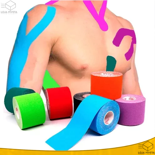 KIT 5 Fitas Kinesio Tape Bandagem Funcional Elástica Adesiva Sports Alivia a Dor Lesão Atleta ...