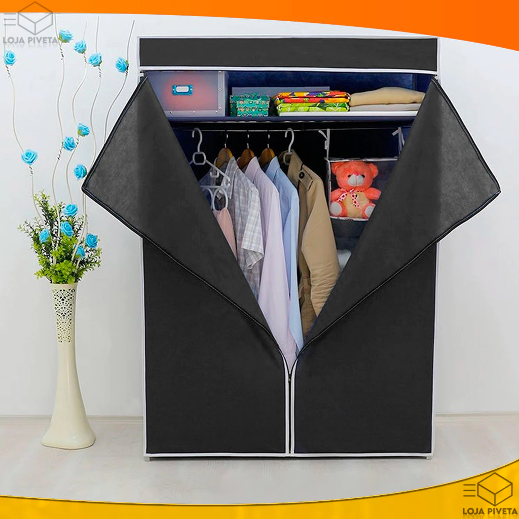 Guarda Roupa Portátil Armário Compacto Dobrável Até 8KGS TNT E Ferro ...
