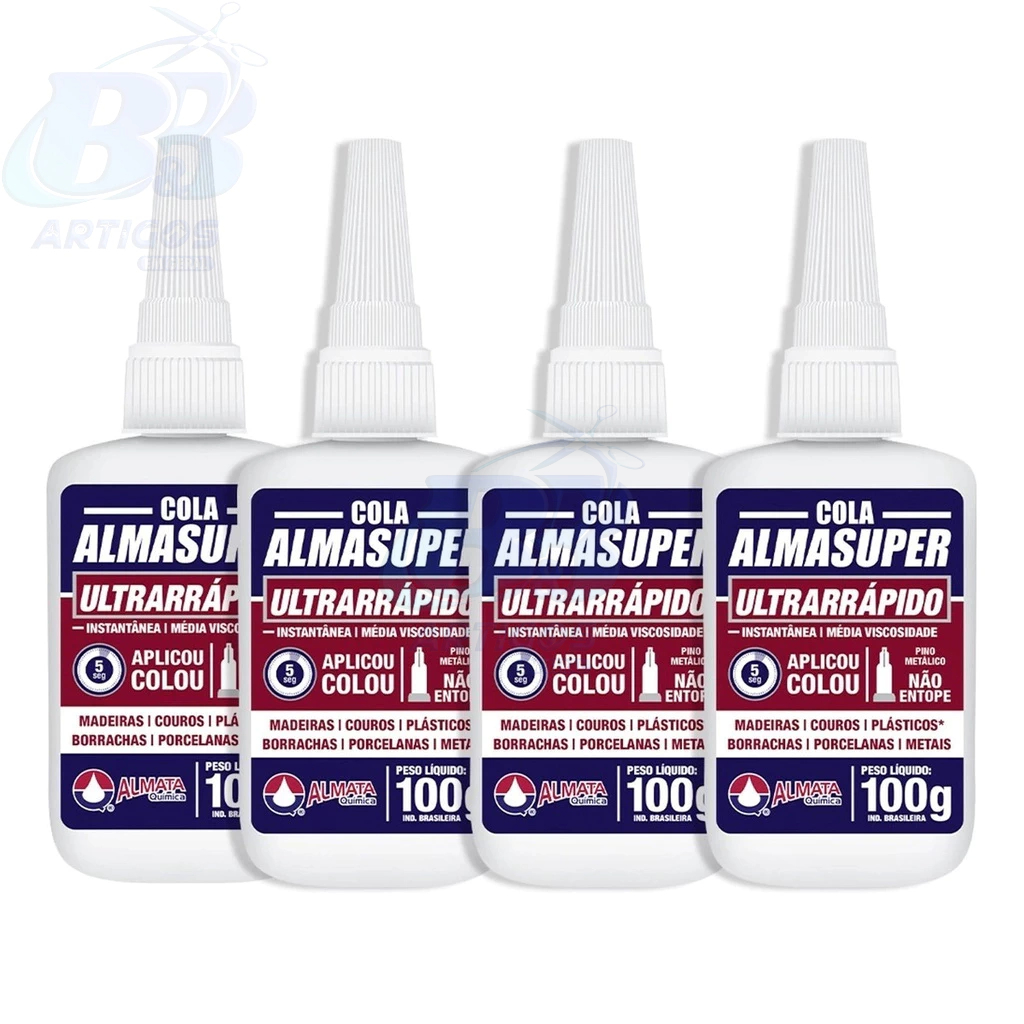 KIT c/ 4 Cola Almasuper Instantânea Ultrarrapida - 100g | Shopee Brasil