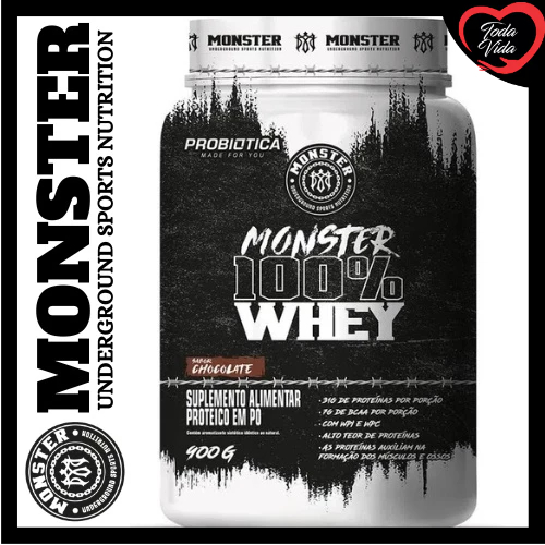 Monster 100% Whey 900g - Probiotica - Cookies | Shopee Brasil