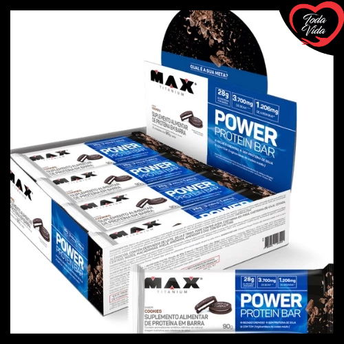 Power Protein Bar Cookies Caixa com 8 unidades 90G - Max Titanium ...