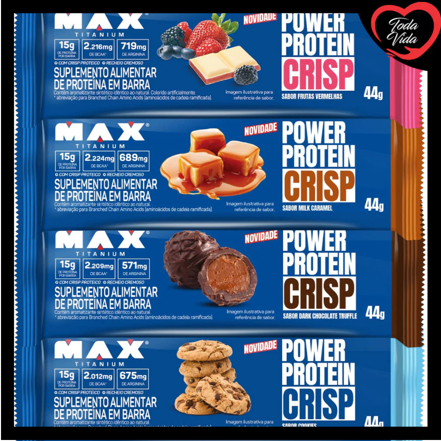Power Protein Crisp - Max Titanium Kit 4 barrinhas | Shopee Brasil