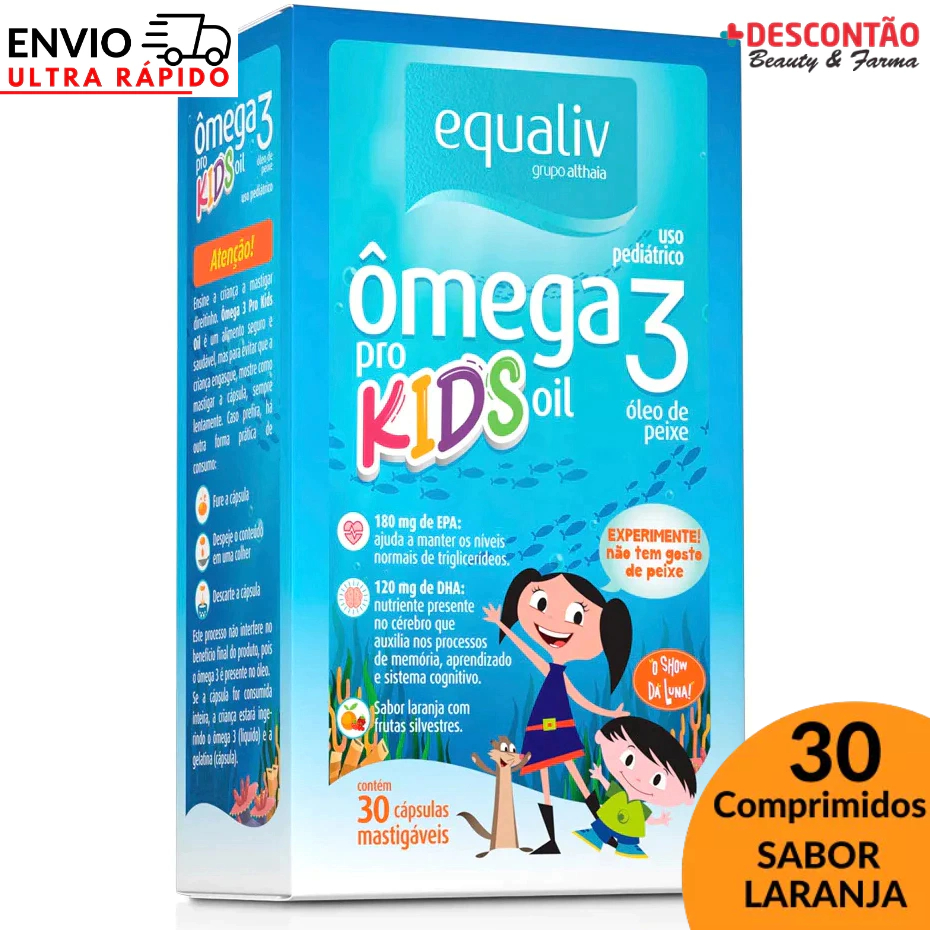 Suplemento Ômega 3 Infantil Sabor Laranja 30Cpr Mastigável - Equaliv ...