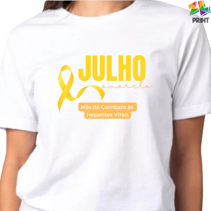Camiseta Unissex Campanha Julho Amarelo Mês de combate à Hepatites ...