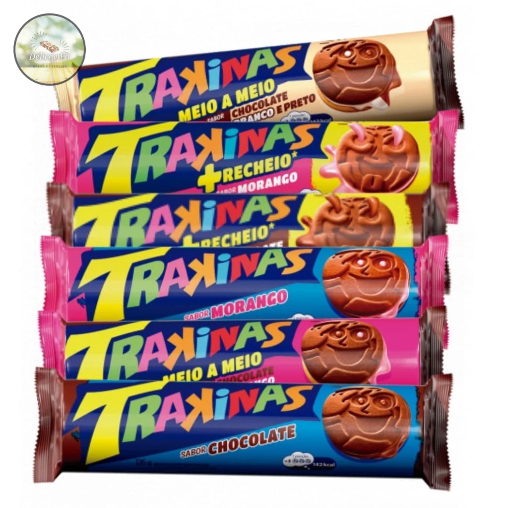 Kit Biscoito Recheado Trakinas Mondelez 126g C/10 ou C/5 Unidades ...