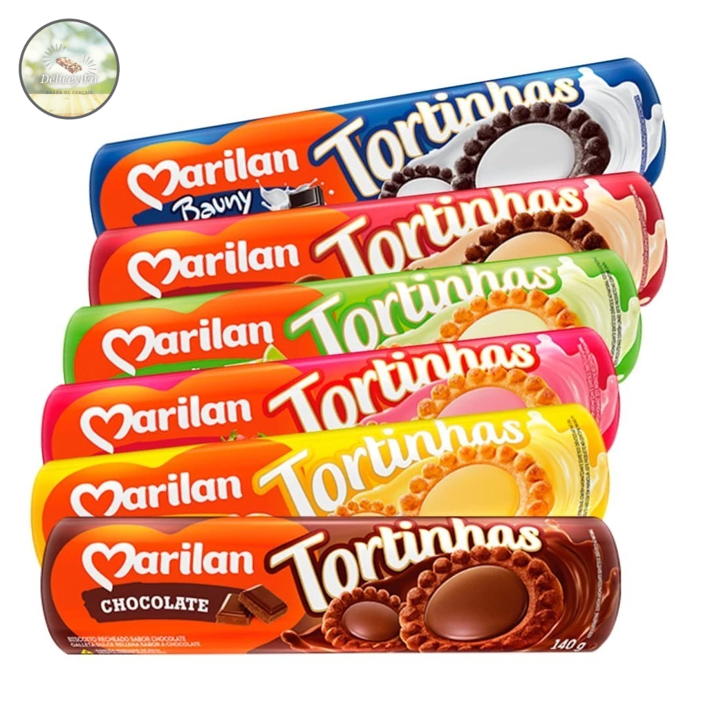 Kit Biscoito Recheado Tortinhas Marilan 140g C/10 ou C/5 Unidades ...