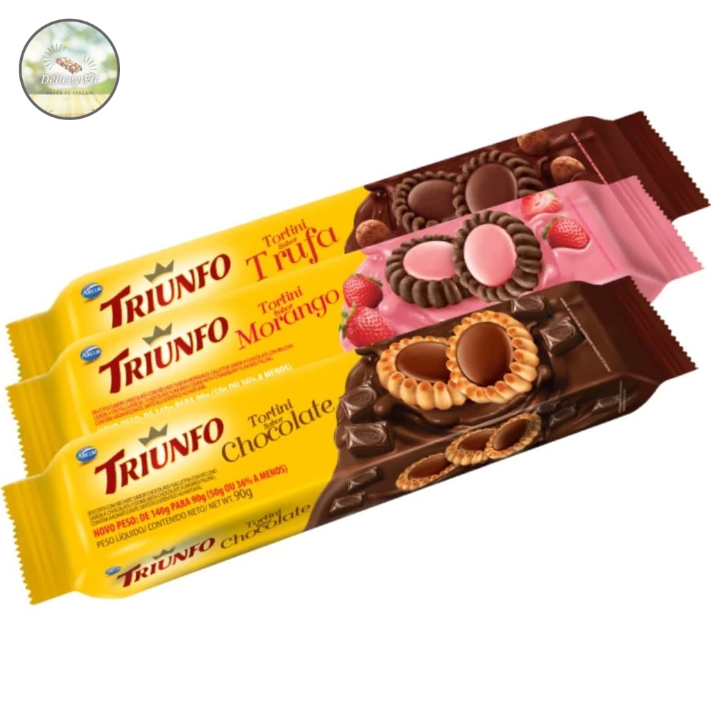 Kit Biscoito Recheado Tortinhas Triunfo 90g C/10 ou C/5 Unidades ...