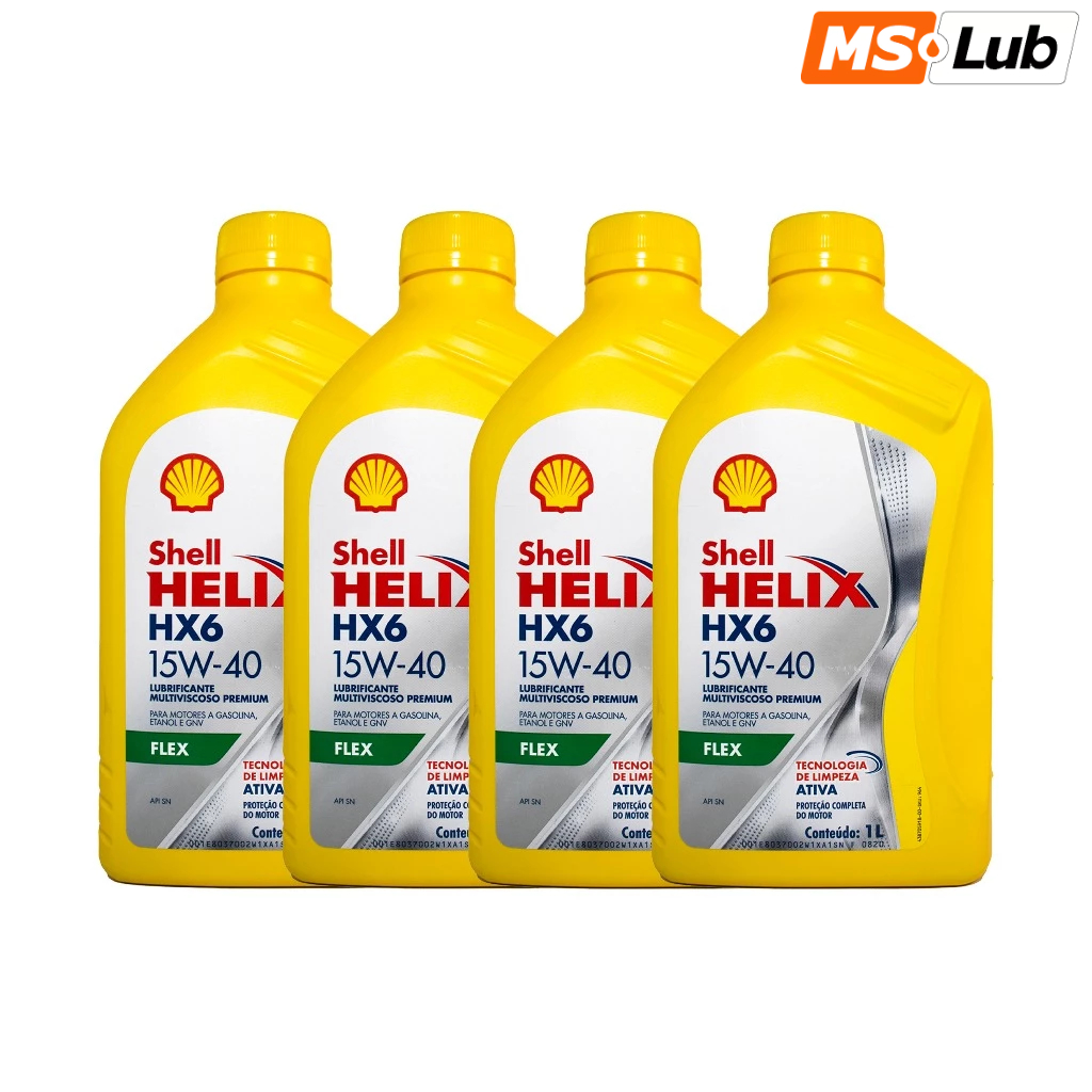 Kit 4 Shell 15W40 Hx6 Helix Semissintético API SL | Shopee Brasil
