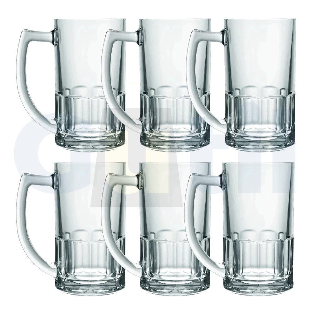 Jogo De 6 Canecas Chopp Vidro Copos Cerveja Festa 340ml | Shopee Brasil