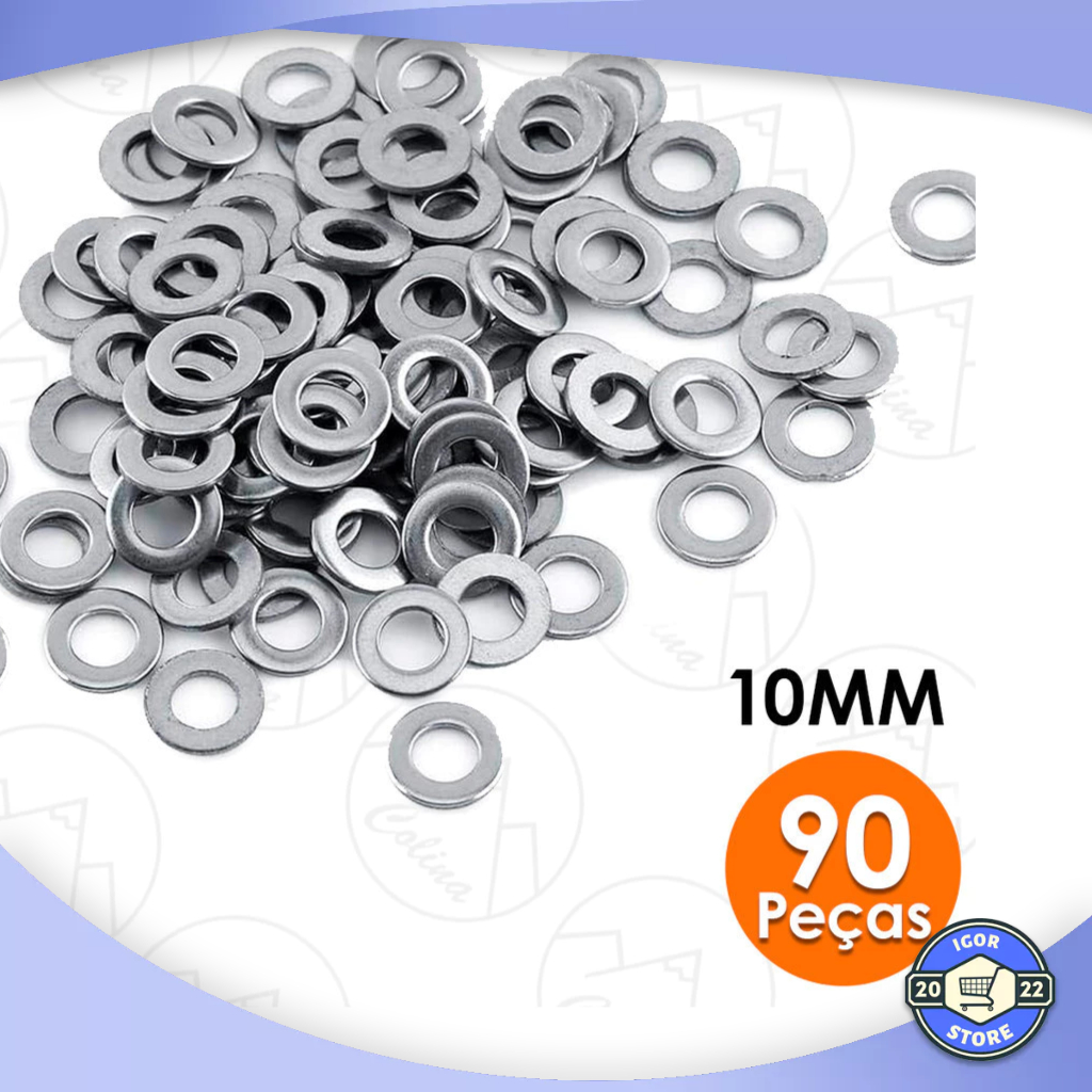 Kit Com 90 Arruelas Lisas Feitas Em Ferro 10MM x 0,7mm Envio Imediato ...