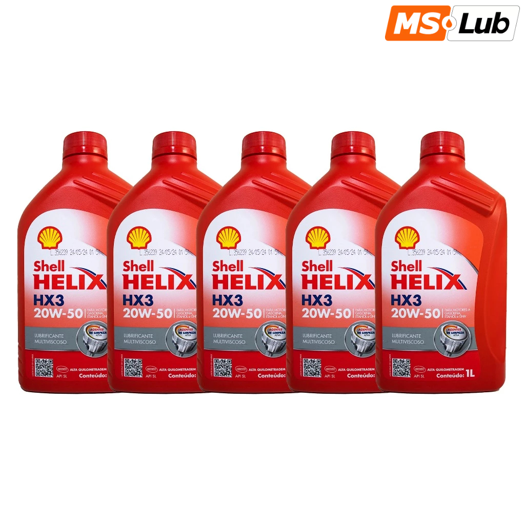 Kit 5 Shell 20w50 HX3 Helix Mineral API SL | Shopee Brasil