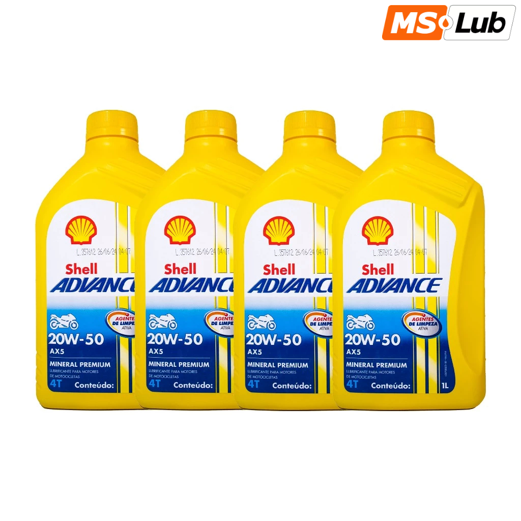 Kit 4 Shell 20w50 4T Moto Ax5 Advanced Mineral API SL | Shopee Brasil