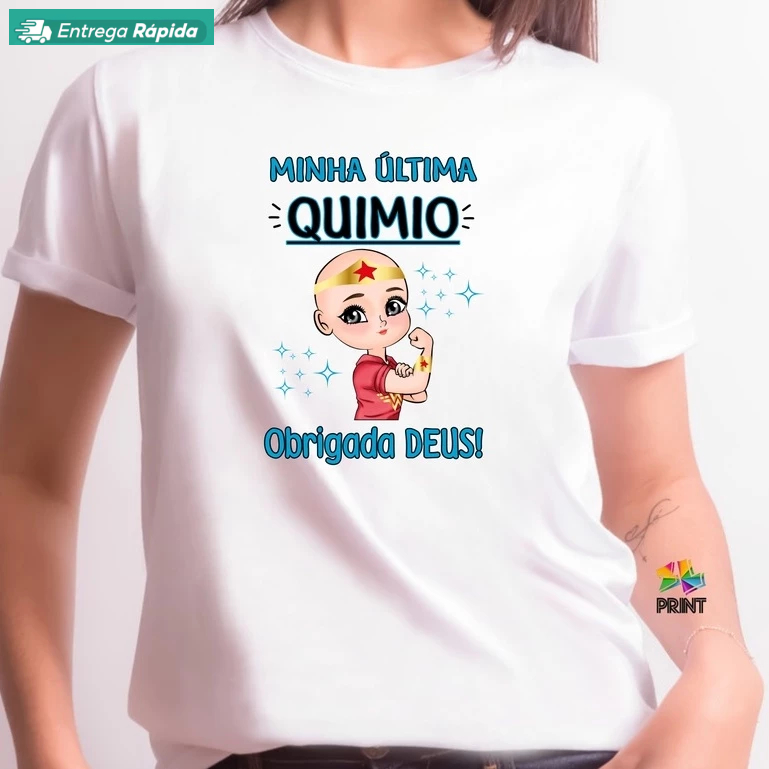 Camiseta Minha Última Quimio Obrigada Deus - Mulher Maravilha ...