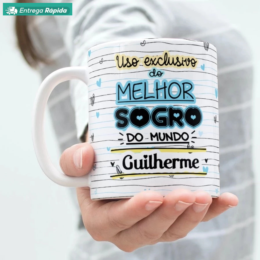 Caneca Porcelana para Sogro - est. 11 - Personalizada com nome - Uso ...