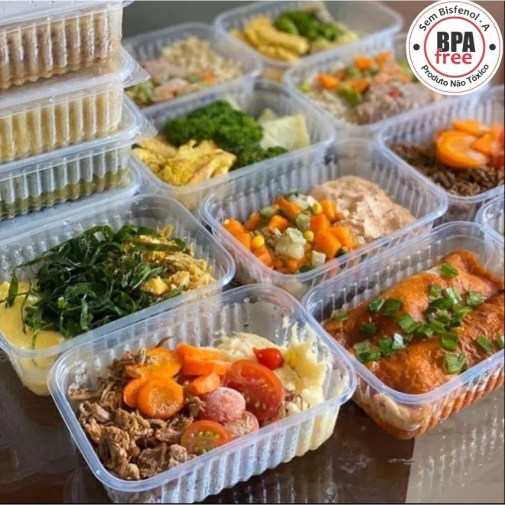 24 un Pote Retangular Marmita Descartável Fitness Fit Freezer Microondas Dieta | Shopee Brasil