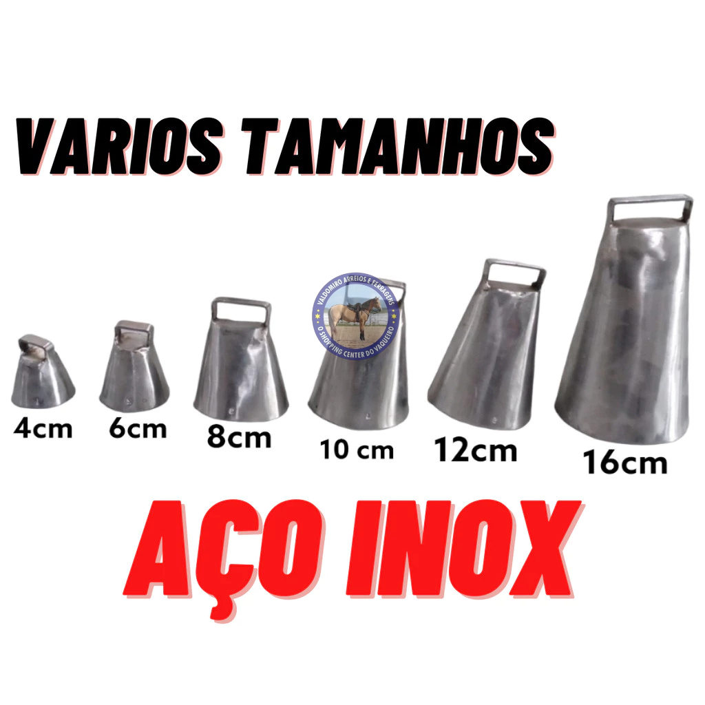 sino chocalho boi vaca carneiro varios tamanhos em aço inox | Shopee Brasil