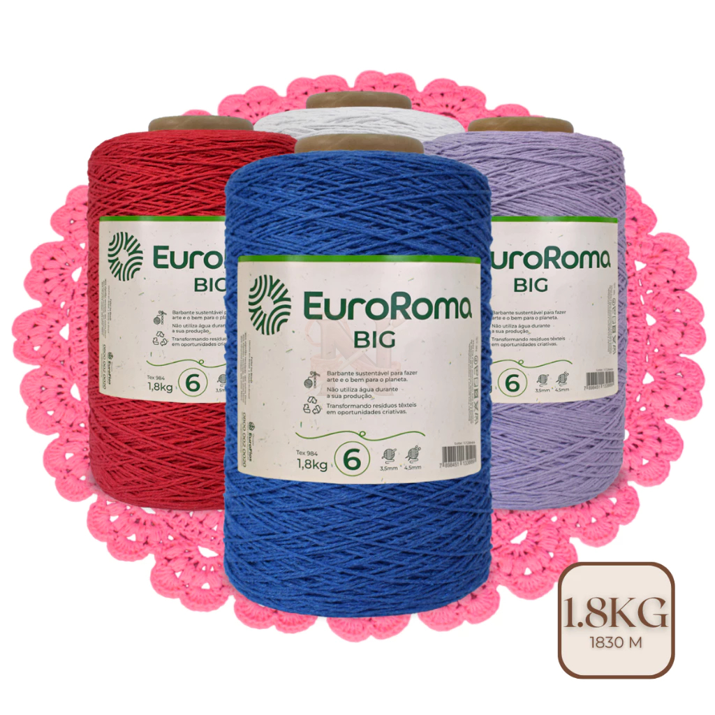 Barbante Euroroma 6 1,8kg Big Cone Diversas Cores Crochê | Shopee Brasil