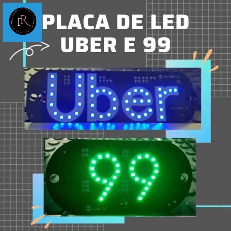 Placa Led Motorista Aplicativo Carro Luminoso Parabrisa Led Veiculo KA ...