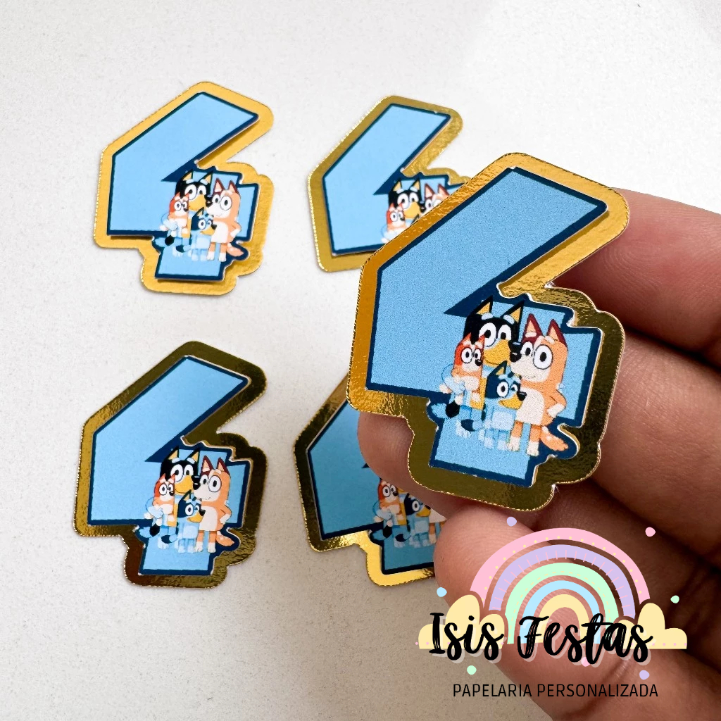 10 Números 3D Bluey - DOURADO | Shopee Brasil
