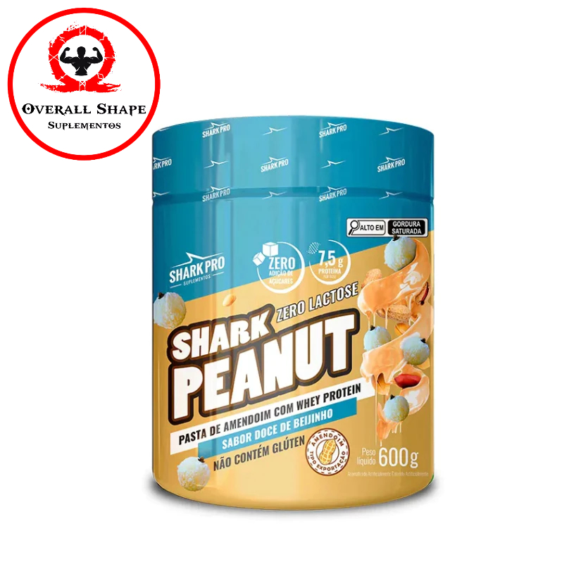 Pasta de Amendoim c/ Whey Zero Lactose Shark Peanut 600g - Shark Pro ...