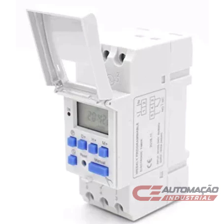 Programador Horário Temporizador Timer Digital Fixação Trilho Din 220V ...