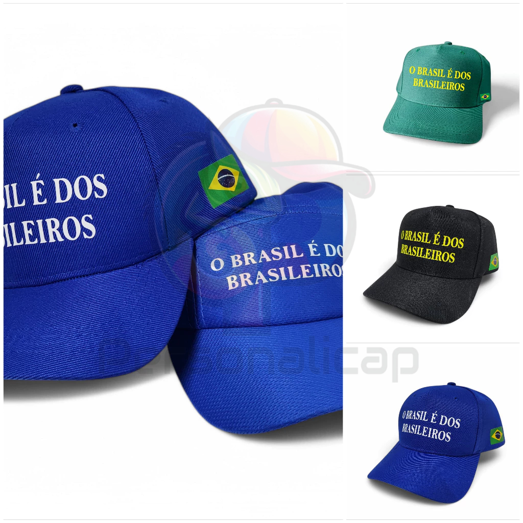BONÉ O BRASIL É DOS BRASILEIROS - BONÉ AZUL BRASIL ESTAMPADO | Shopee ...