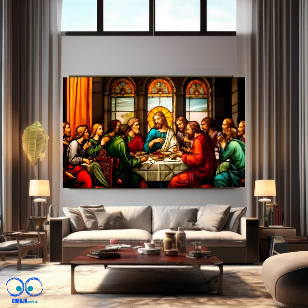 QUADRO TELA DECORATIVA 110X80 SANTA CEIA MATERIAL RELIGIOSO 4K FULL HD ...