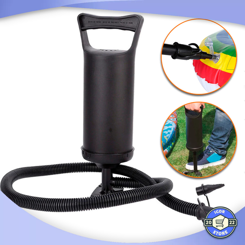 Bomba De Ar Manual Inflador Portátil Para Colchão Piscina Bóias Envio ...