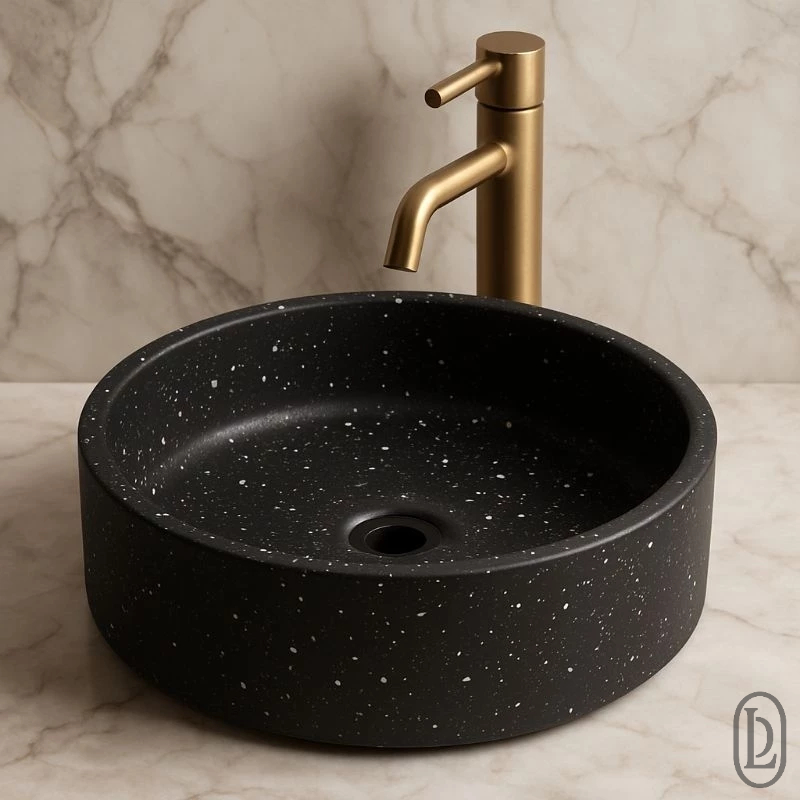 Cuba de Sobrepor Preta 32 cm Redonda em Concreto – Black Splash ...