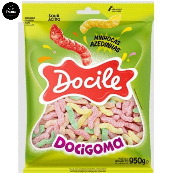 Bala de Goma Docigoma Minhocas Azedinhas 900g Docile | Shopee Brasil