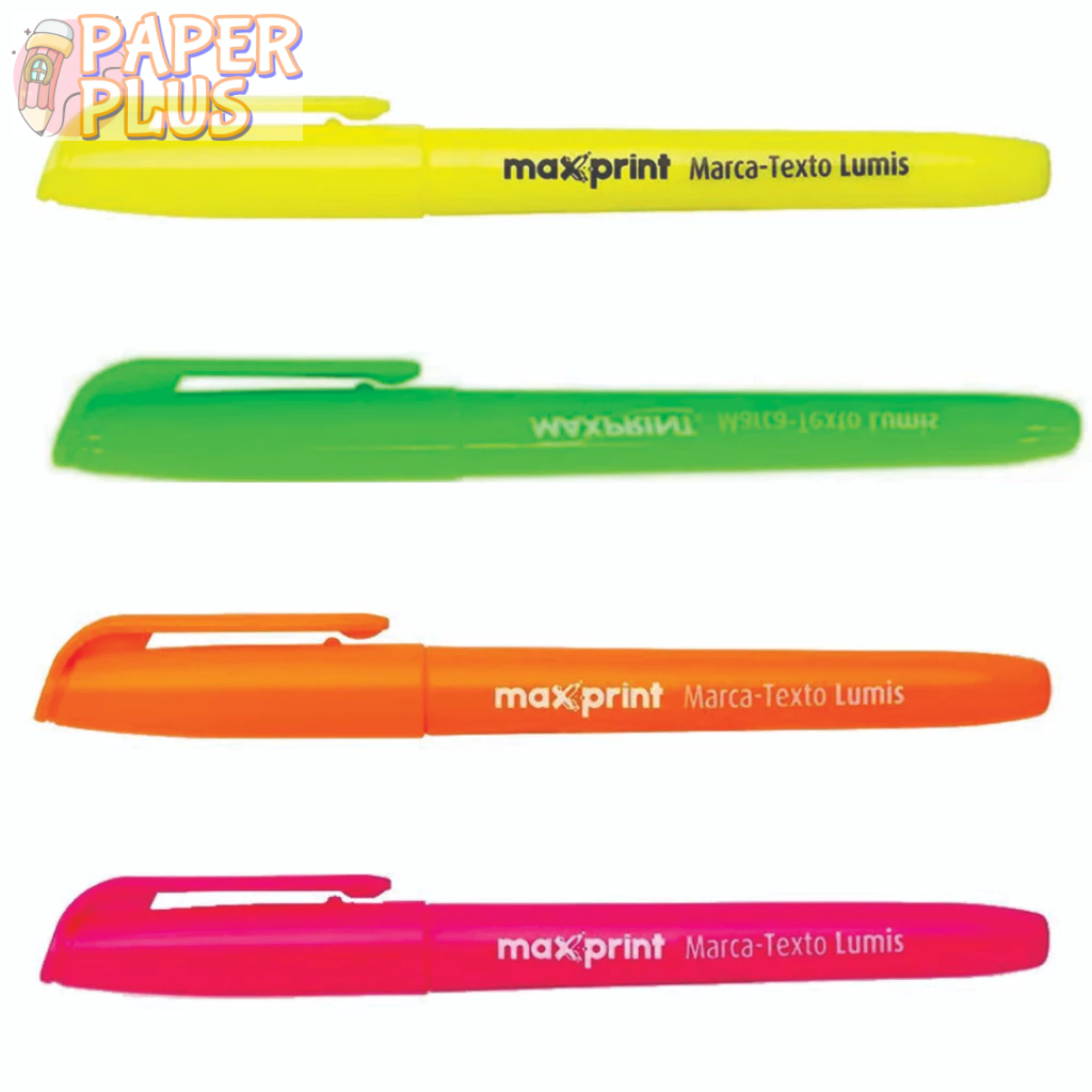 Marca Texto Lumis - Maxprint 04 Unidades Amarelo, Rosa, Laranja, Verde ...