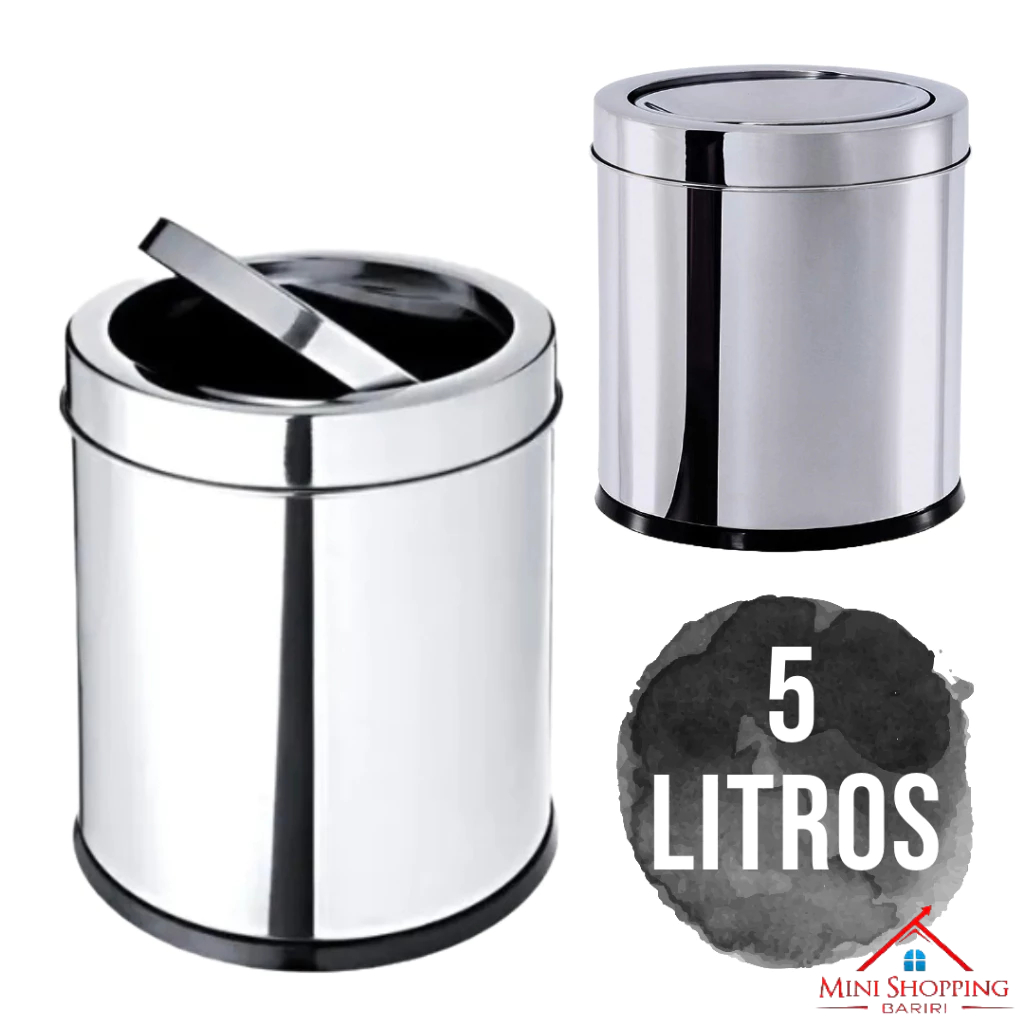 Cesto de Lixo Inox 5L Basculante Banheiro Cozinha Lixeira Inox 5 litros ...