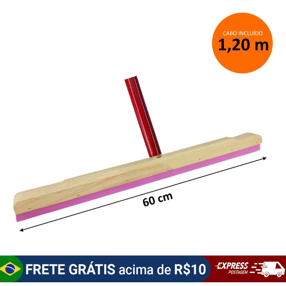 RODO PARA LIMPEZA 60CM COM CABO 1,20M DE MADEIRA | Shopee Brasil