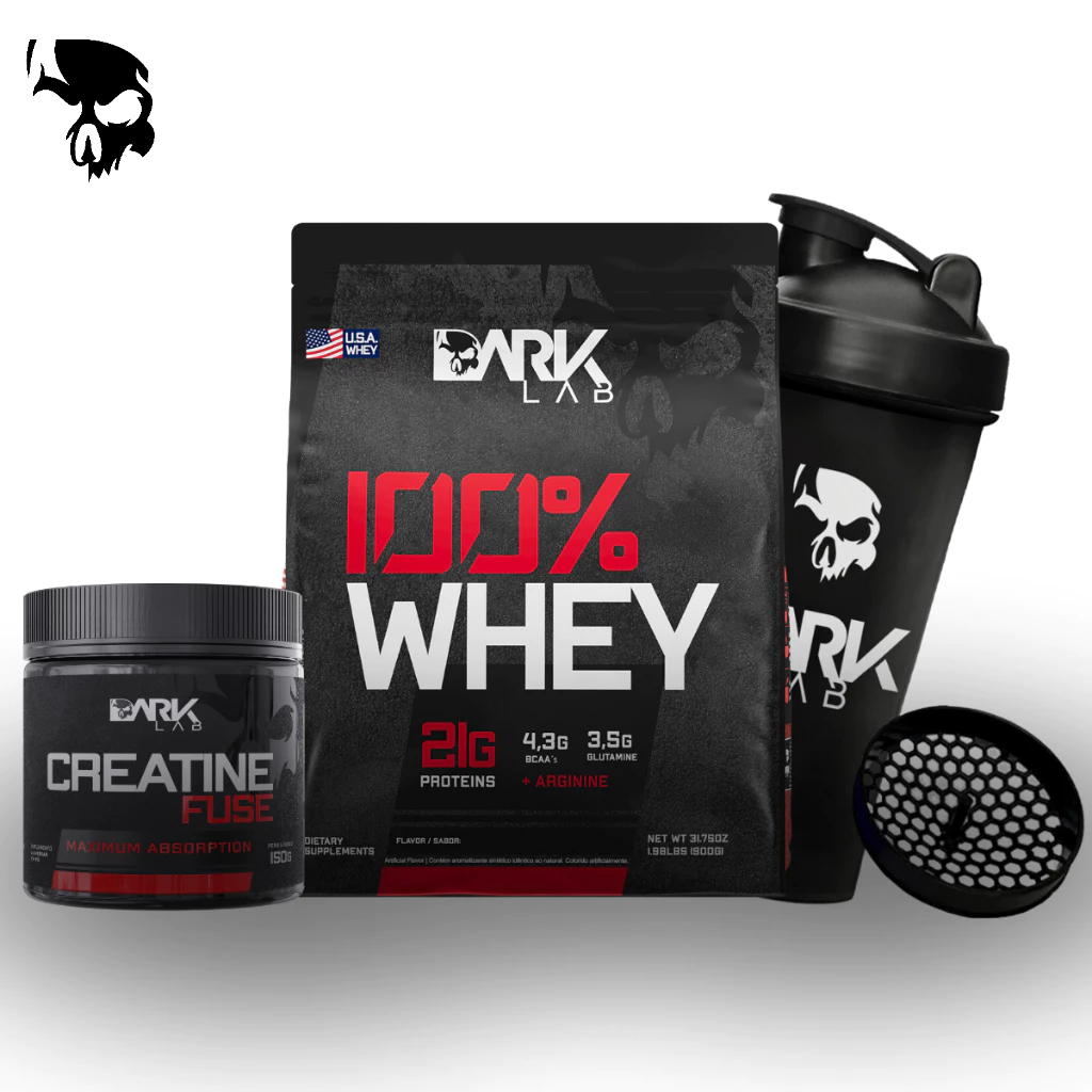 Kit 100 Whey Protein Concentrado Refil 900g Creatina Monohidratada
