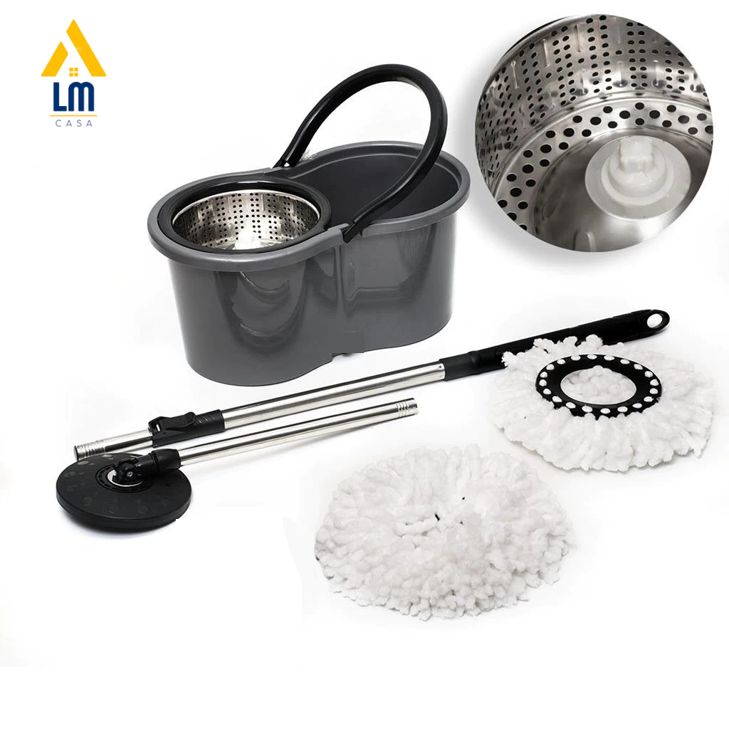 Balde Spin Mop Giratorio Cesto Centrifuga Inox Esfregao 9 Litros 360 ...