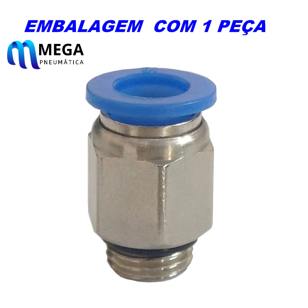 Conexão Pneumática Instantânea - reta macho - Conector Acoplador Engate rápido Rosca BSP ...