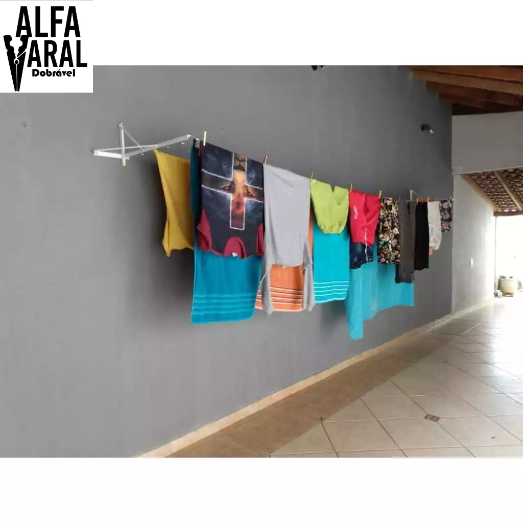 VARAL RETRATIL DE PAREDE MURO MÃO FRANCESA ALFA VARAL | Shopee Brasil