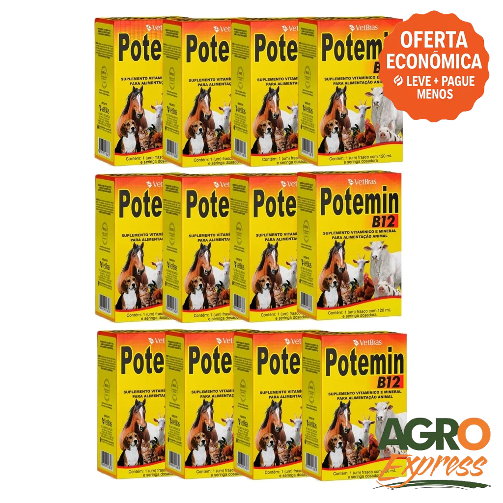 Kit 12 Potemin B12 120ml Suplemento Vitaminico e Mineral Fortalece ...