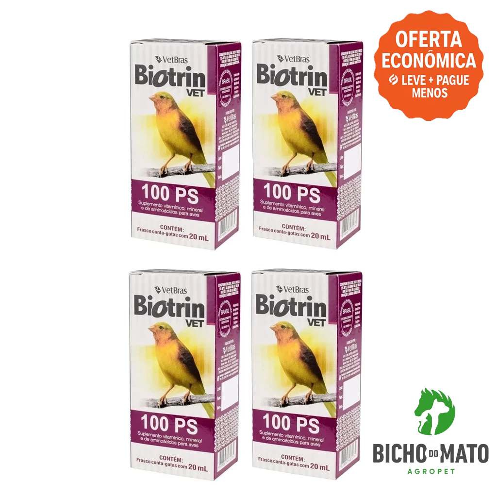 Kit 4 Biotrin Vet 100 PS 20ml Suplemento Vitamínico Mineral e de ...